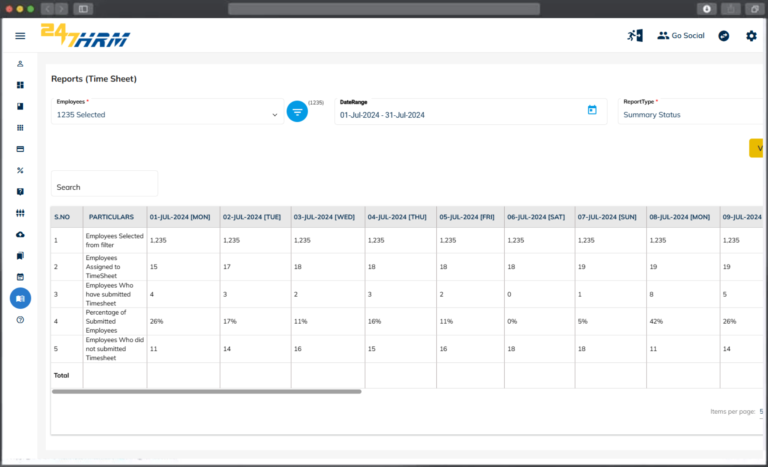 Timesheets - 247HRM - Human Resources Management