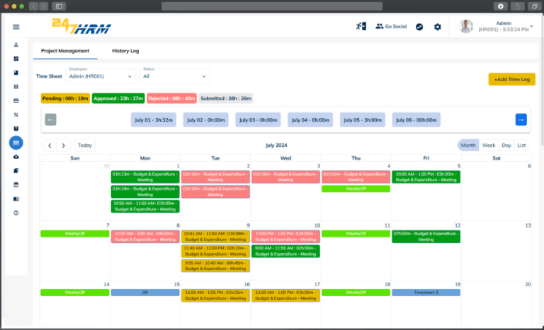 Timesheets - 247HRM - Human Resources Management